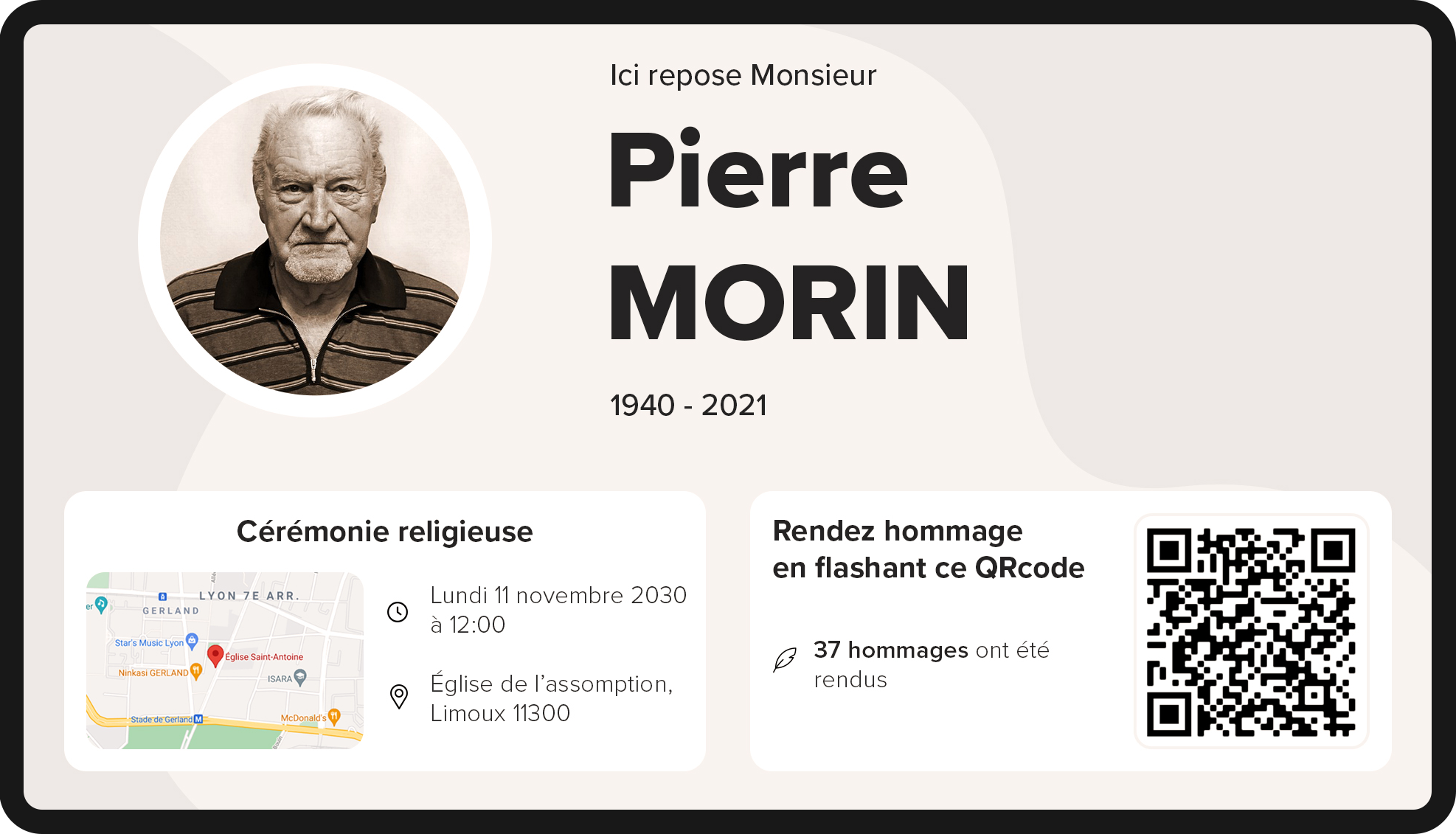 Écran pour chambre funéraire - Simplifia - Logiciel de pompes funèbres